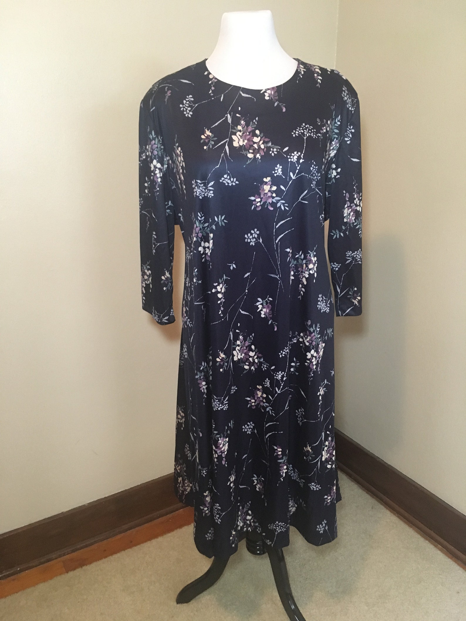 Rare Vintage Plus Size Anthony Richards Navy Floral Dress Approx Size ...