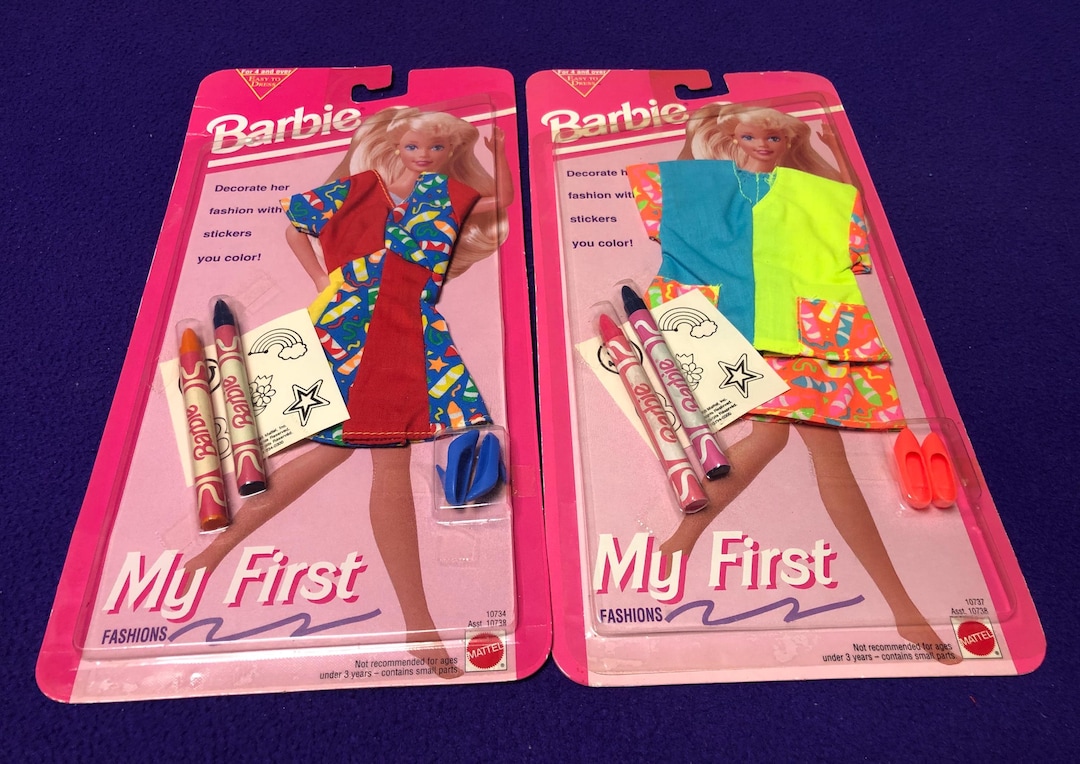 1993 My First Fashions Crayon Barbie Doll Clothes Set of Two - Barbie ...