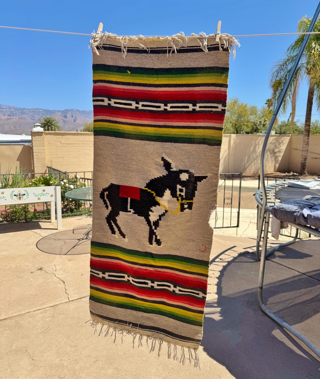 Chimayo MEXICAN DONKEY RUG, Vintage Weaving, Burrito Wall Hanging ...