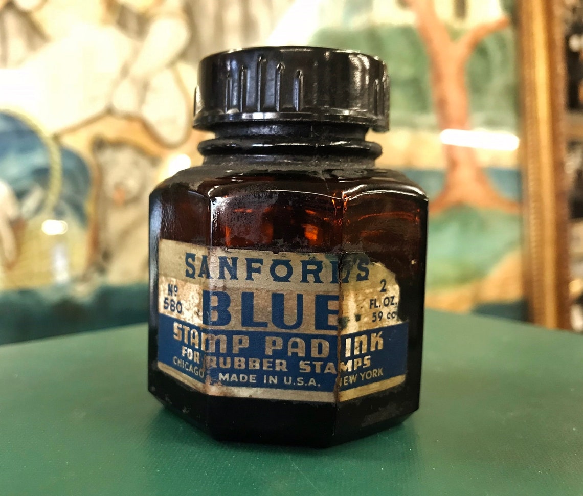 34.95 vintage SANFORD'S 8 sided iNK BOTTLE 2 oz. RuBBer | Etsy
