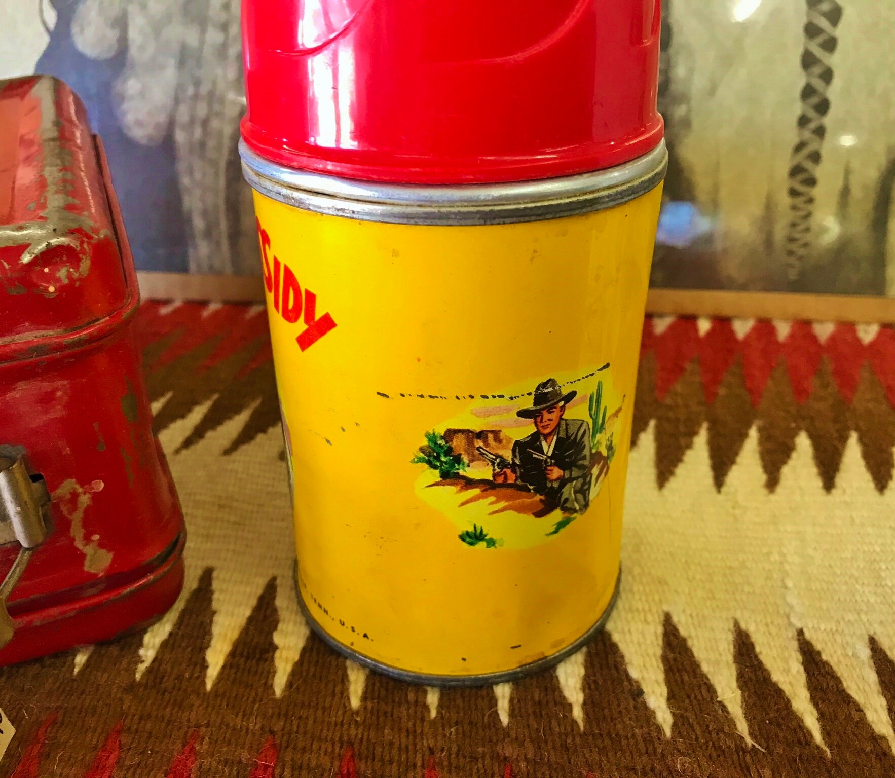 HOPALONG CASSIDY LUNCHBOX With Thermos, Vintage Red Metal Box, Aladdin ...