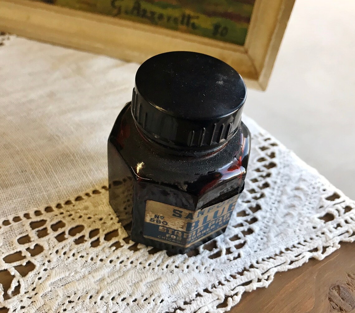 34.95 vintage SANFORD'S 8 sided iNK BOTTLE 2 oz. RuBBer | Etsy