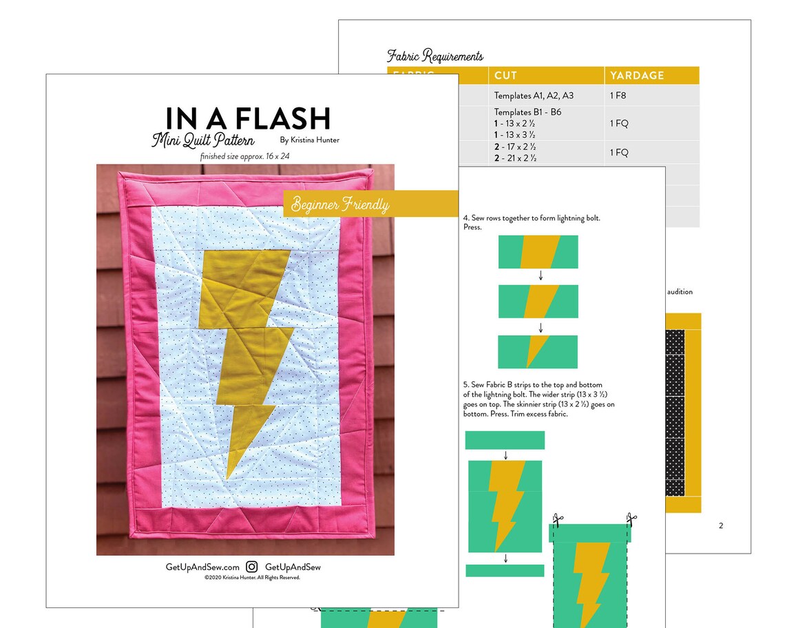 Lightning Bolt Superhero Mini Wall Hanging Quilt Pattern PDF - Etsy