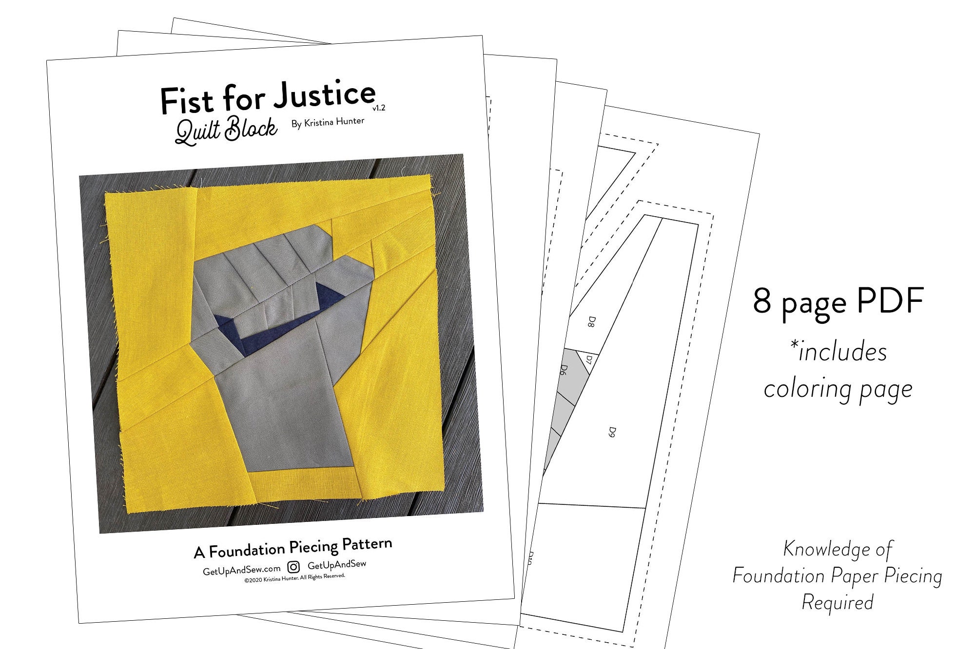 Fist for Justice Foundation Paper Piecing Quilt Block PDF - Etsy