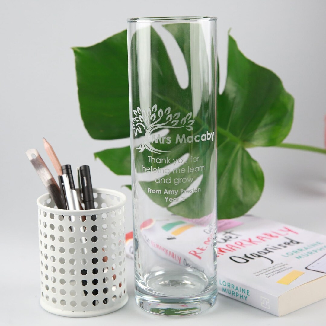 Teachers Name Vase Personalised Engraved Name Initials Monogrammed ...