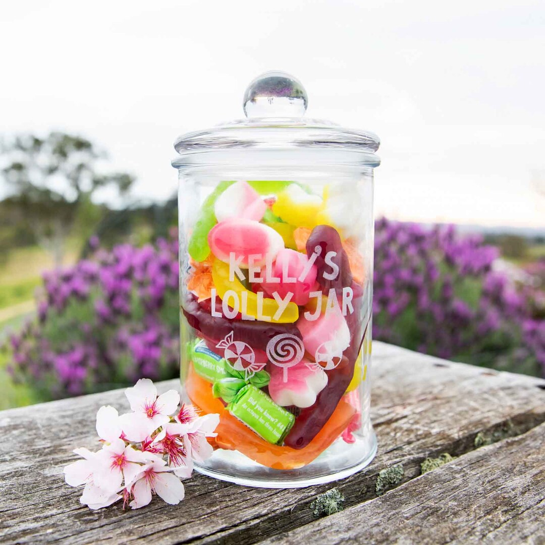 Name Lolly Jar Personalised Engraved 650ml Glass Treats Cookies Sweets ...