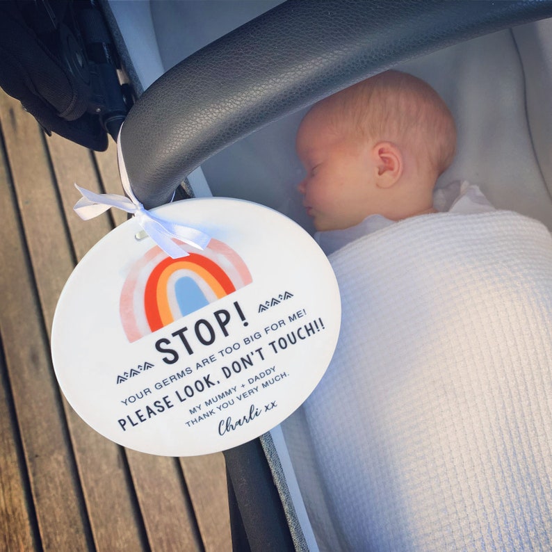 Personalised Pram Sign – Printed Acrylic Baby Safety Tag With Don’t ...