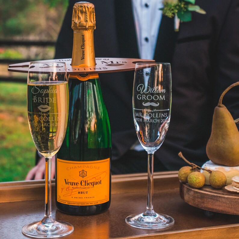 Free Custom Artwork Engraved Wooden Wedding Champagne Butler | Etsy