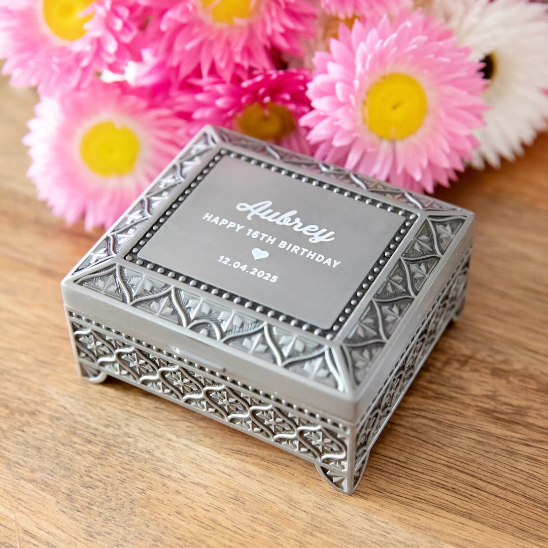 Name Birthday Jewellery Box Personalised Engraved Initials Monogrammed ...