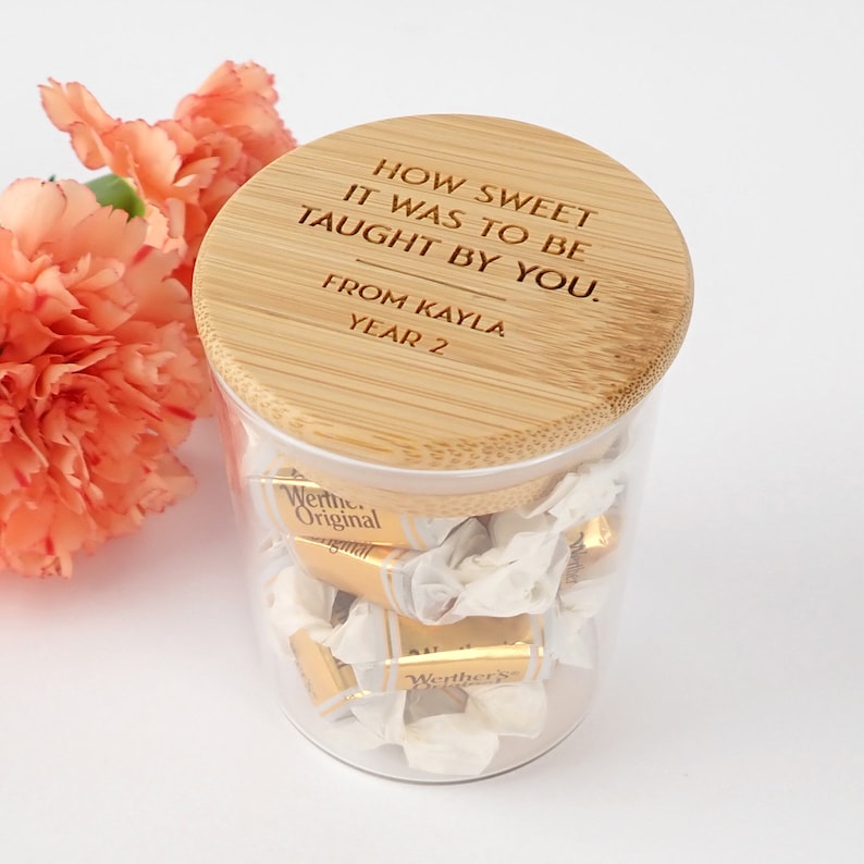 Personalised Teacher Name Lolly Jar Gift – Engraved Glass Jar With ...