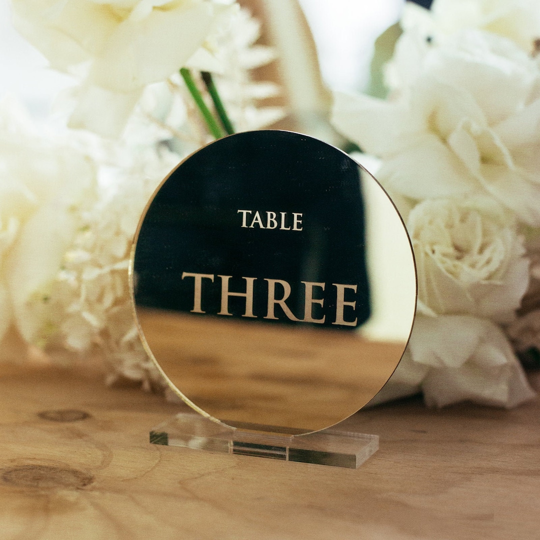 VARIETY OF COLOURS Table Numbers Personalised Engraved Clear Frosted ...