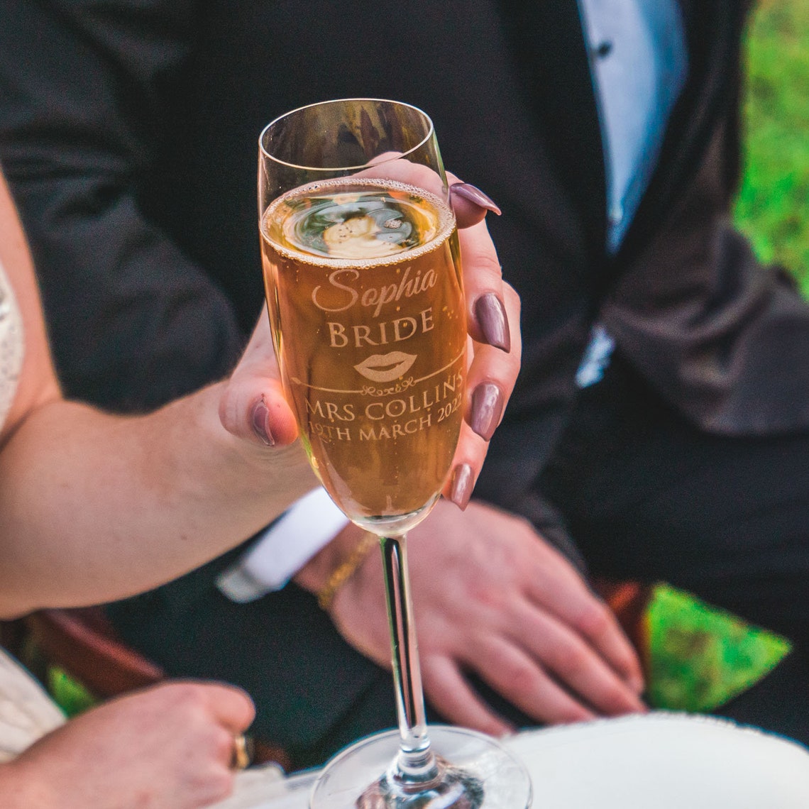 Free Custom Artwork Engraved Wooden Wedding Champagne Butler | Etsy