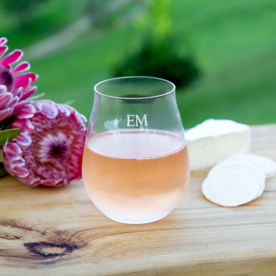 Personalised Wine Glass With Initials – Engraved Stemless Glass for ...