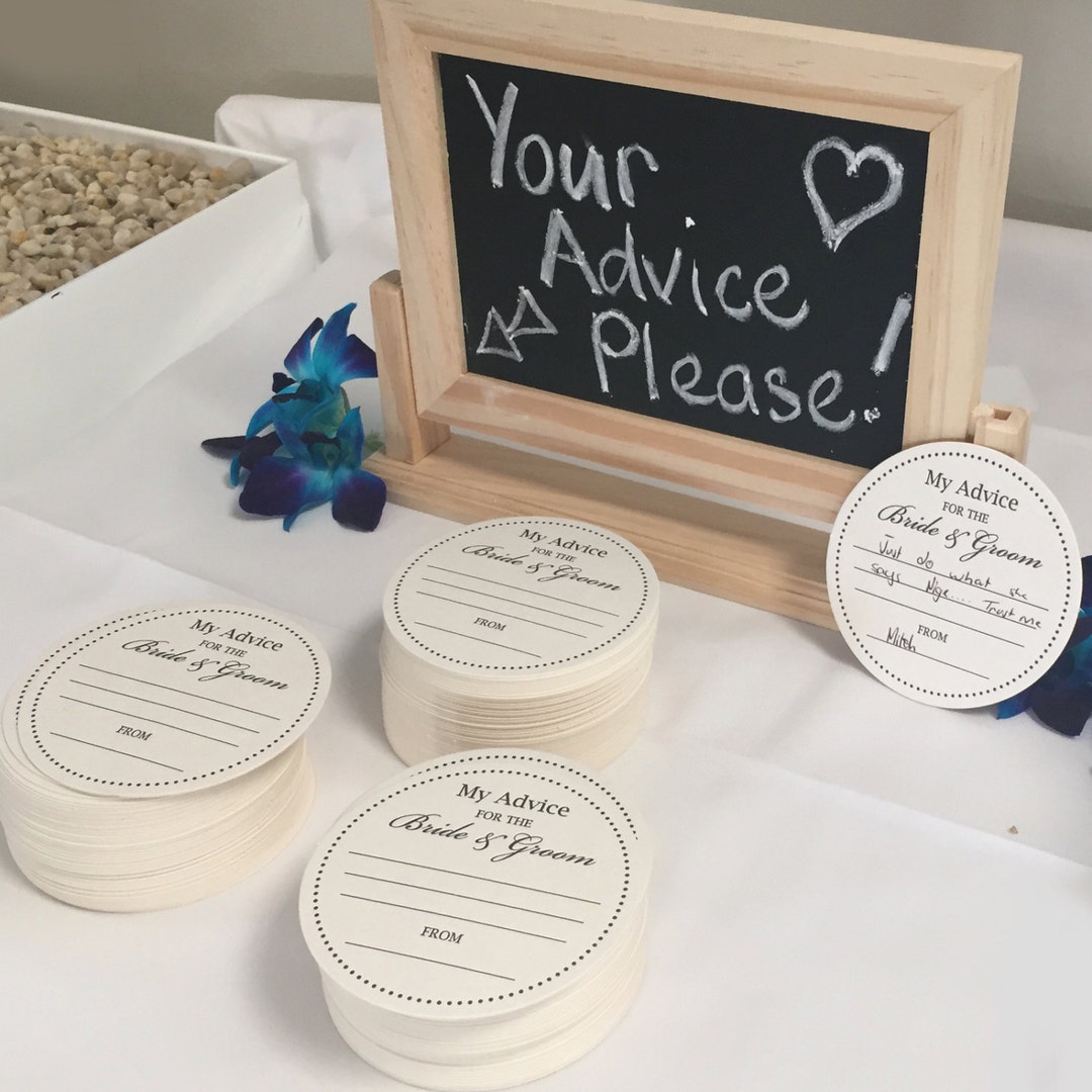 100 X Wedding Advice Coasters - Round Recyclable Bride & Groom Advice ...