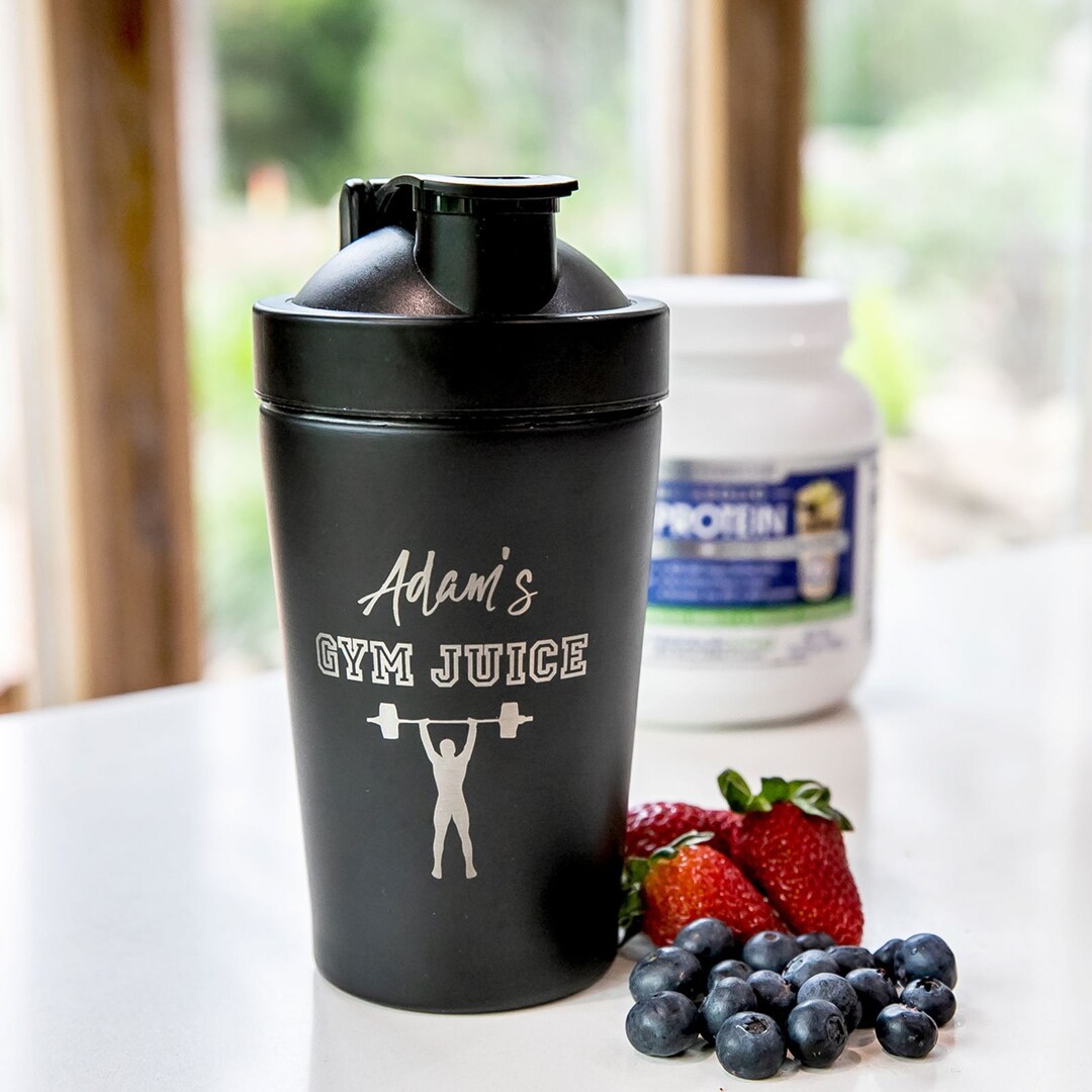 Name Initials Protein Shaker Personalised Engraved Black 600ml Protein ...