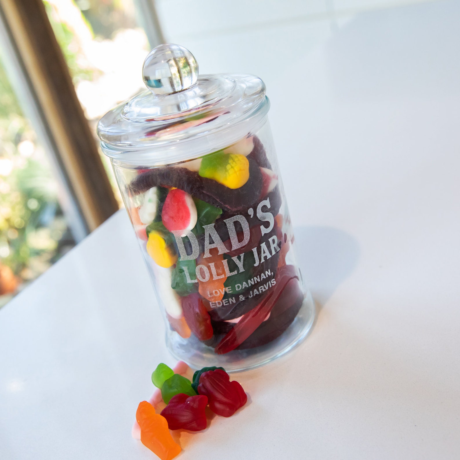 Engraved Father's Day Glass Lolly Jar | Etsy