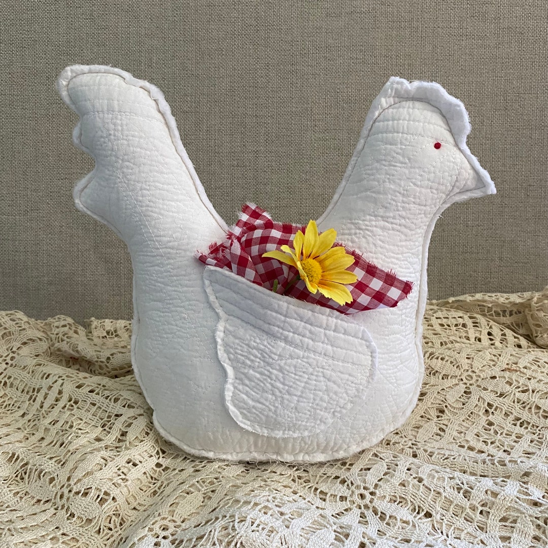 Hen Pillow Plush White Chicken Farmhouse Decor - Etsy