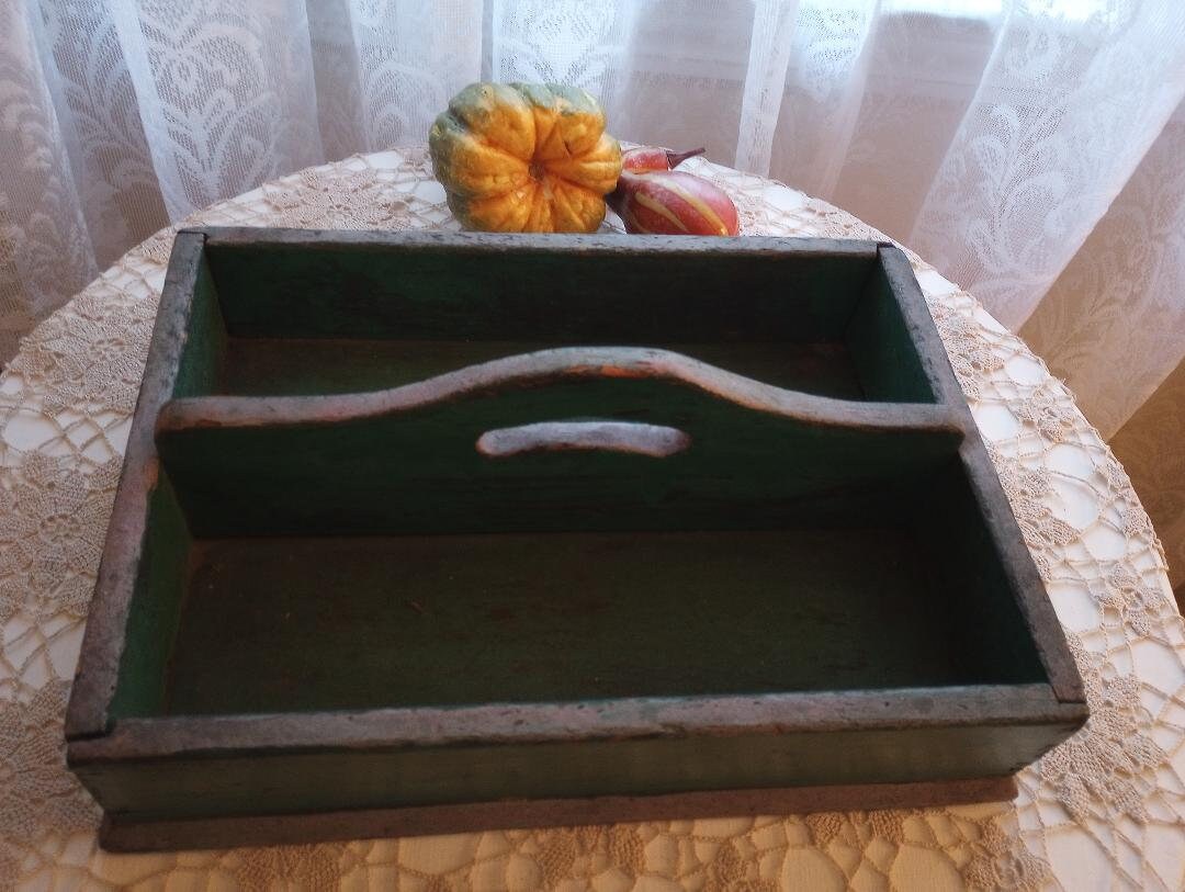 Antique Primitive Wooden Carrier Caddy in Old Green Paint - Etsy
