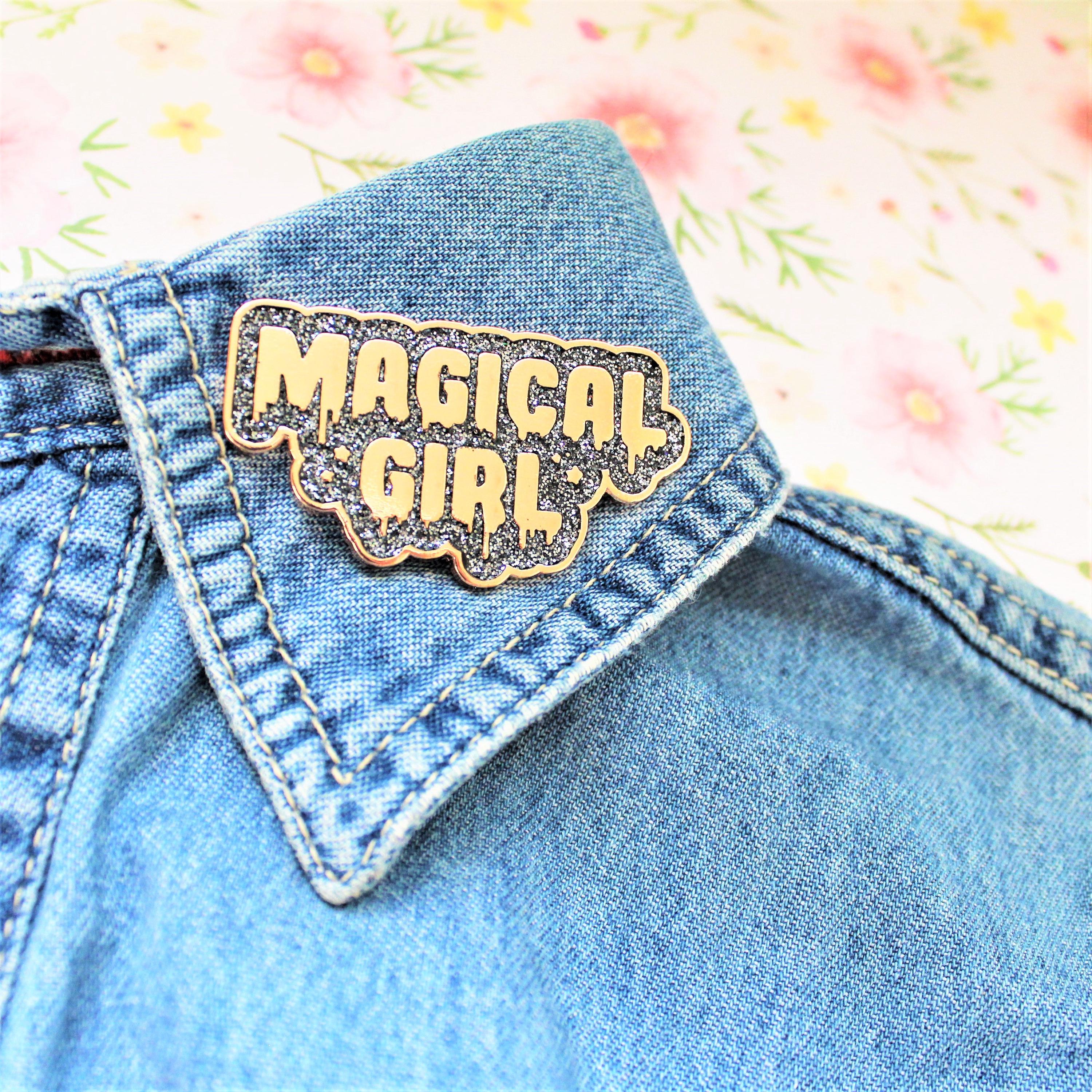 Magical Girl Enamel Pin. Rose Gold W Black Glitter. Sailor Moon Gift ...