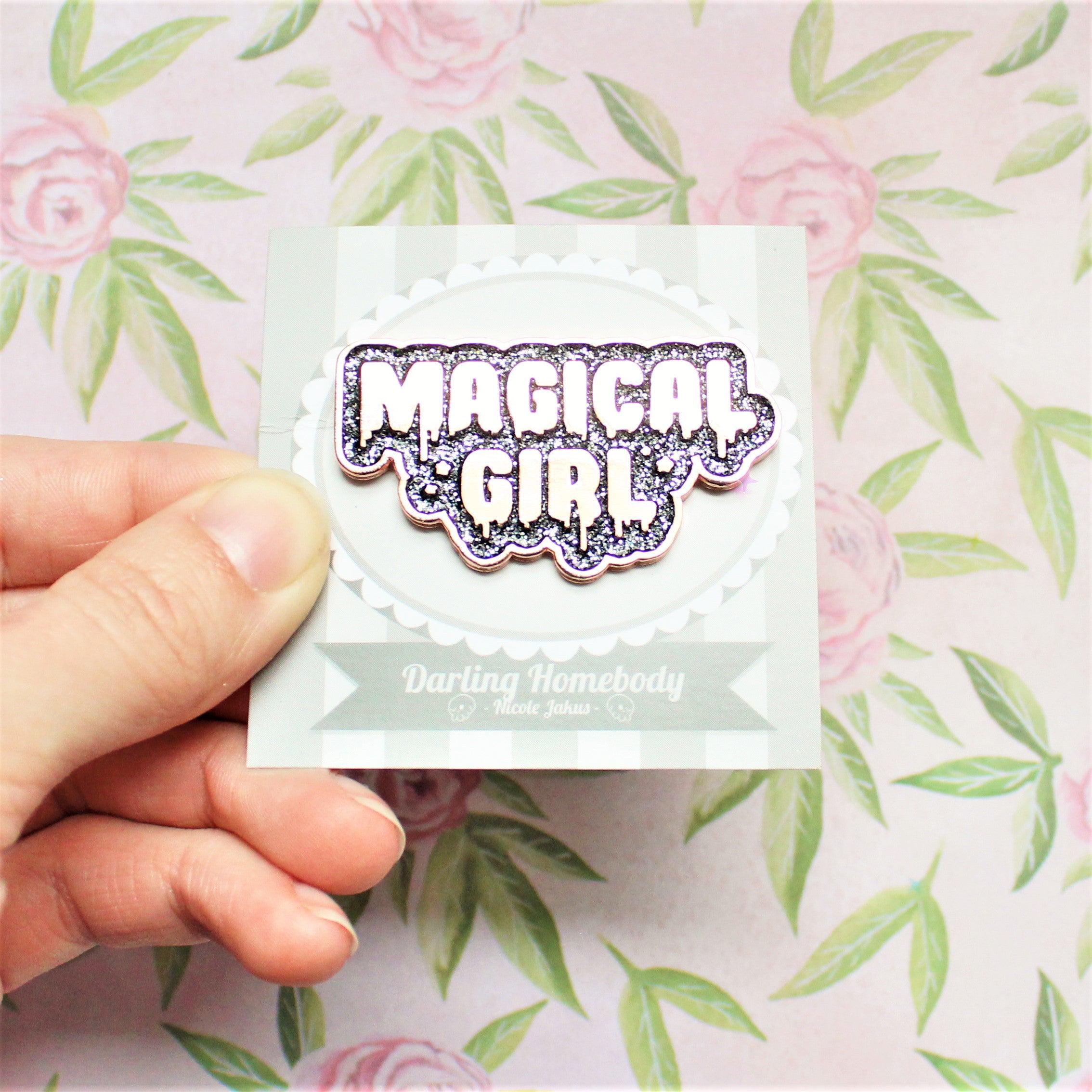 Magical Girl Enamel Pin. Rose Gold W Black Glitter. Sailor Moon Gift ...