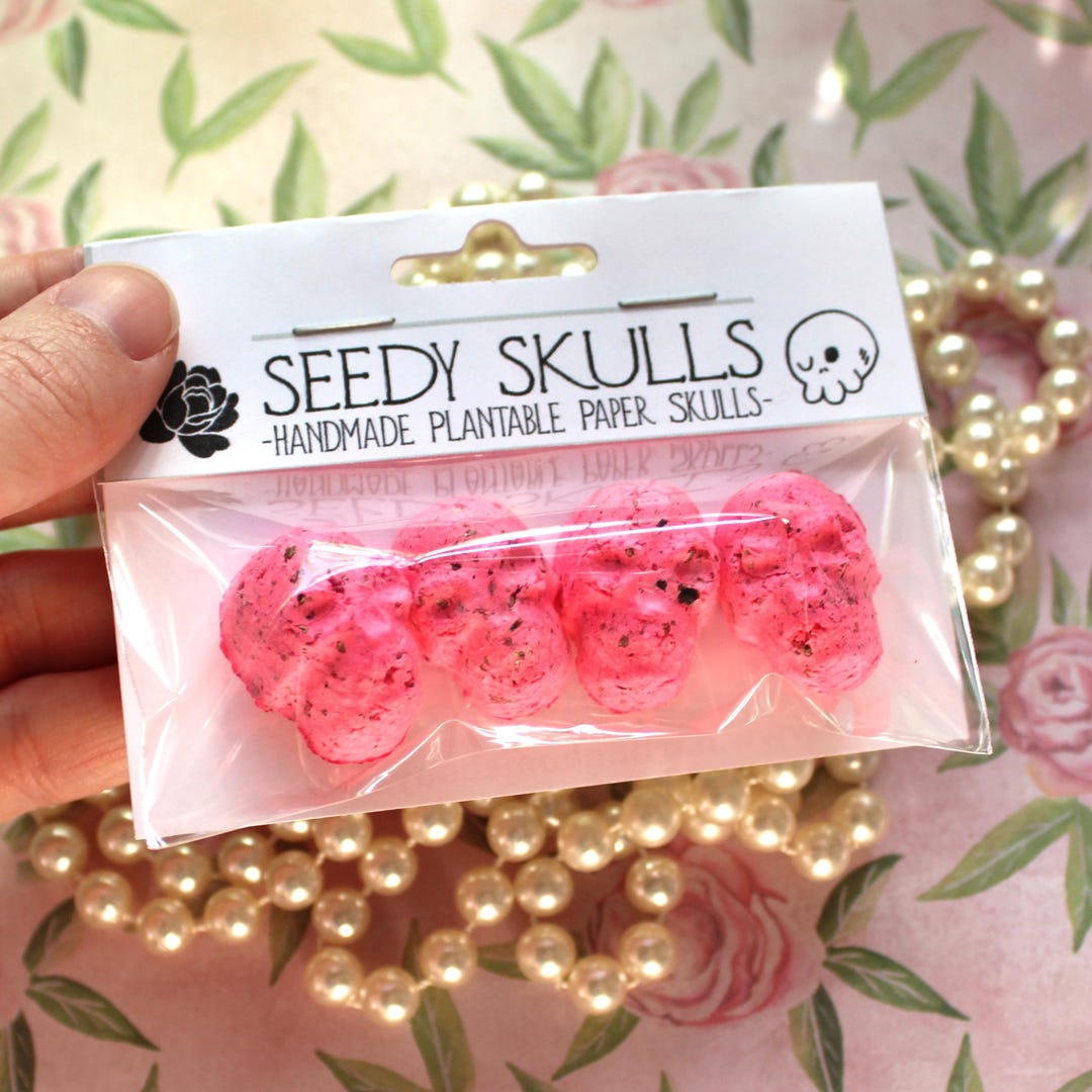 4 Pack Hot Pink Plantable Paper Skulls / Seed Bombs / Seedy Skulls Pack ...