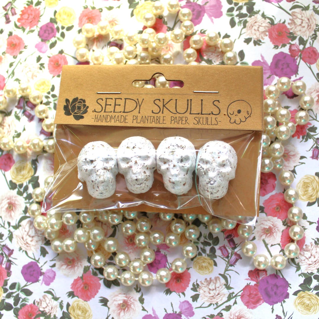 4 Pack White Plantable Paper Skulls / Seed Bombs / Seedy Skulls Pack ...