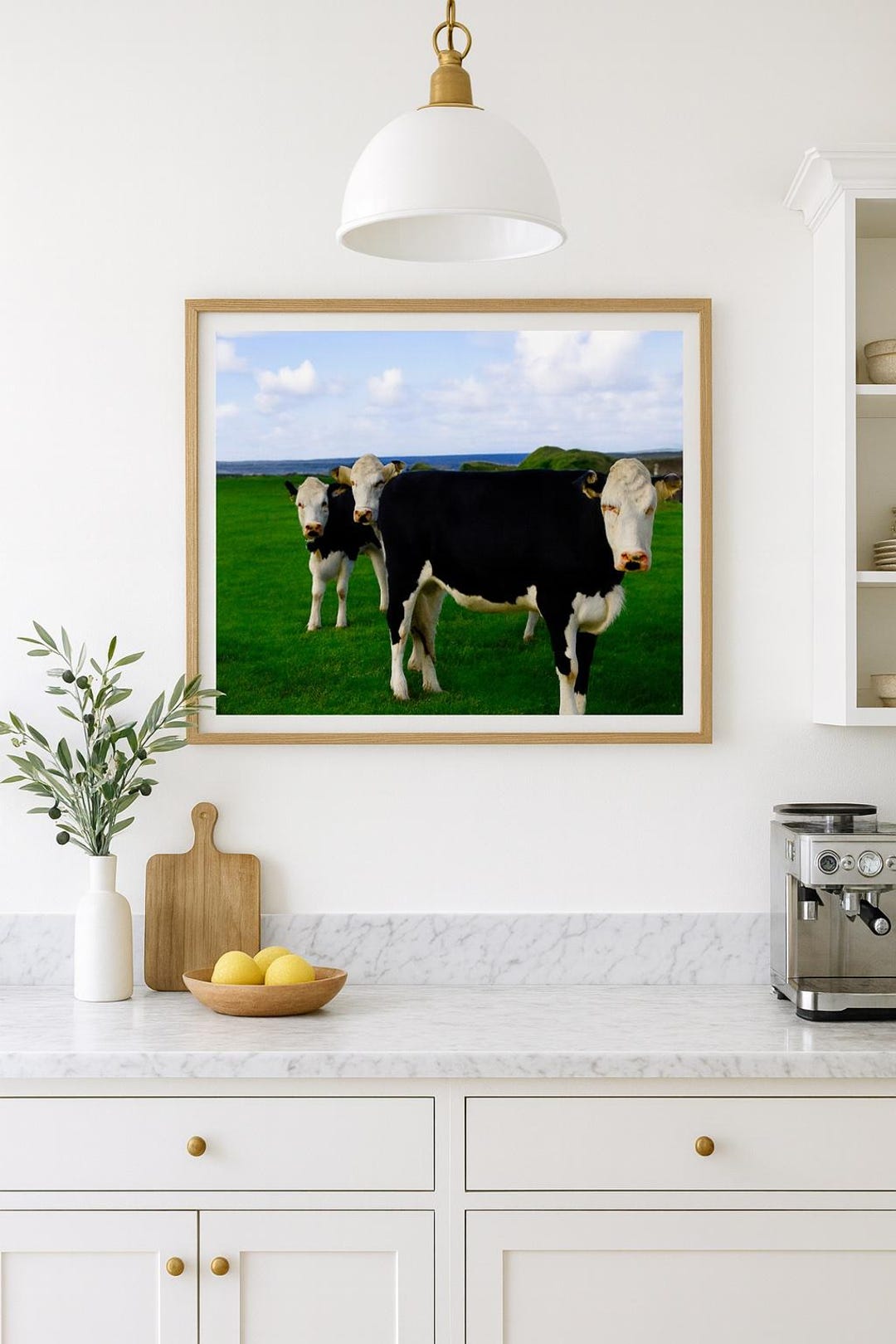 Cow Wall Photography | Modern Farmhouse Kitchen Decor | Black and White ...