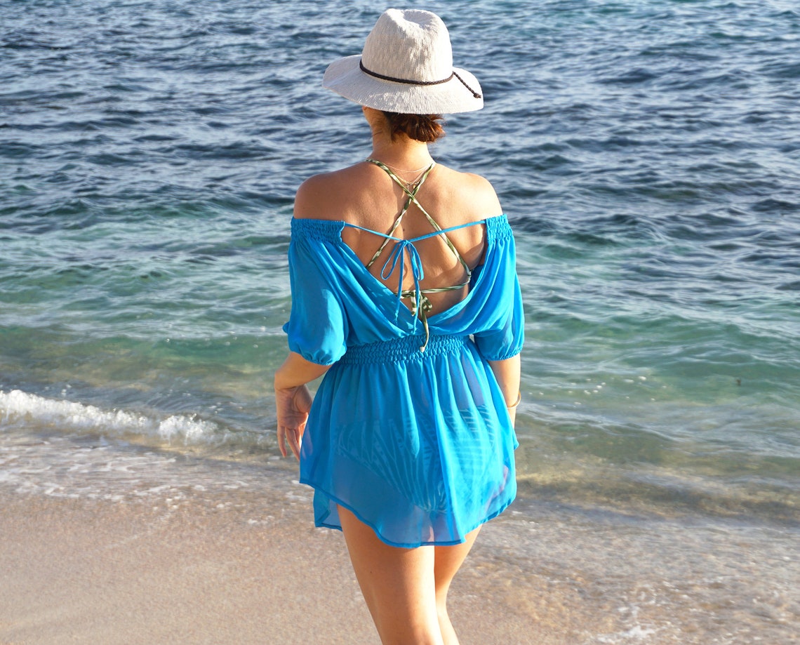 Swimsuit Cover-up Beach Cover-ups Swim Cover-ups Smocked | Etsy