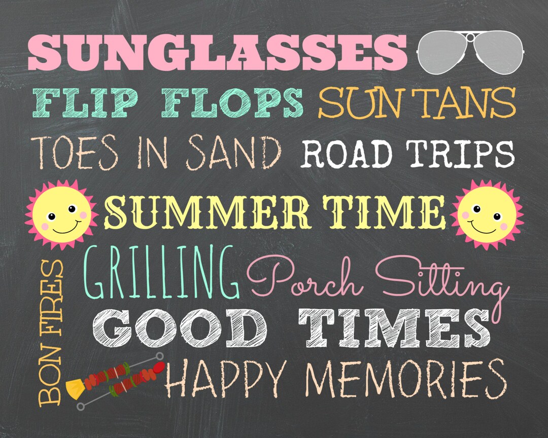 Summer Time 8X10 Chalkboard Printable - Etsy