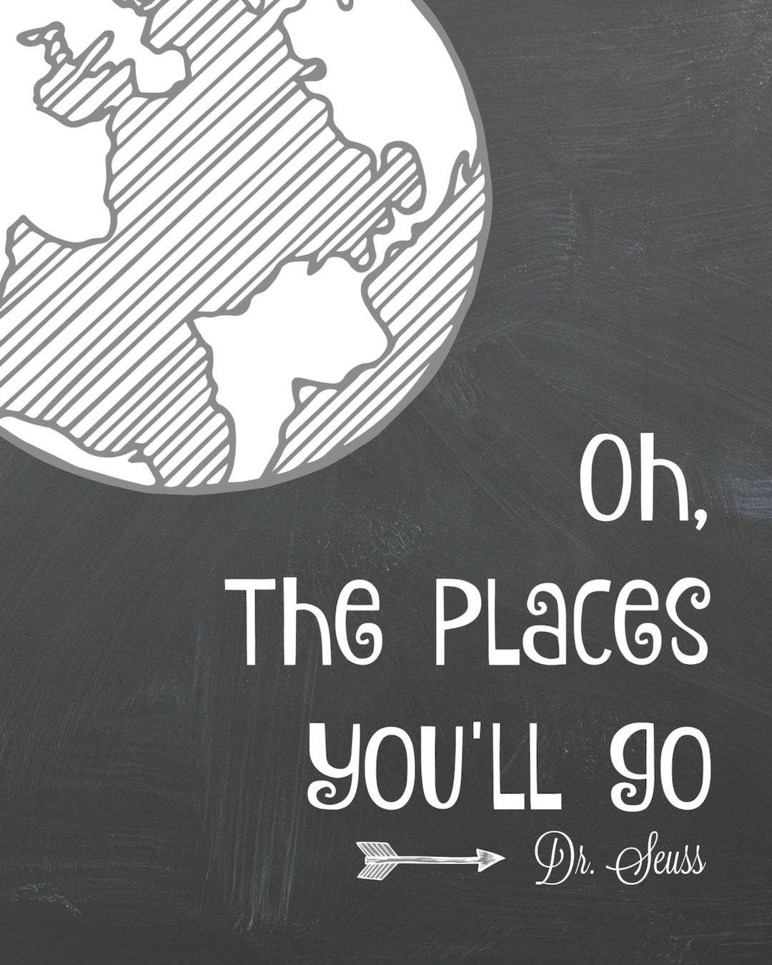 Oh, the Places You'll Go 8x10 Chalkboard Printable,digital Art, Word ...