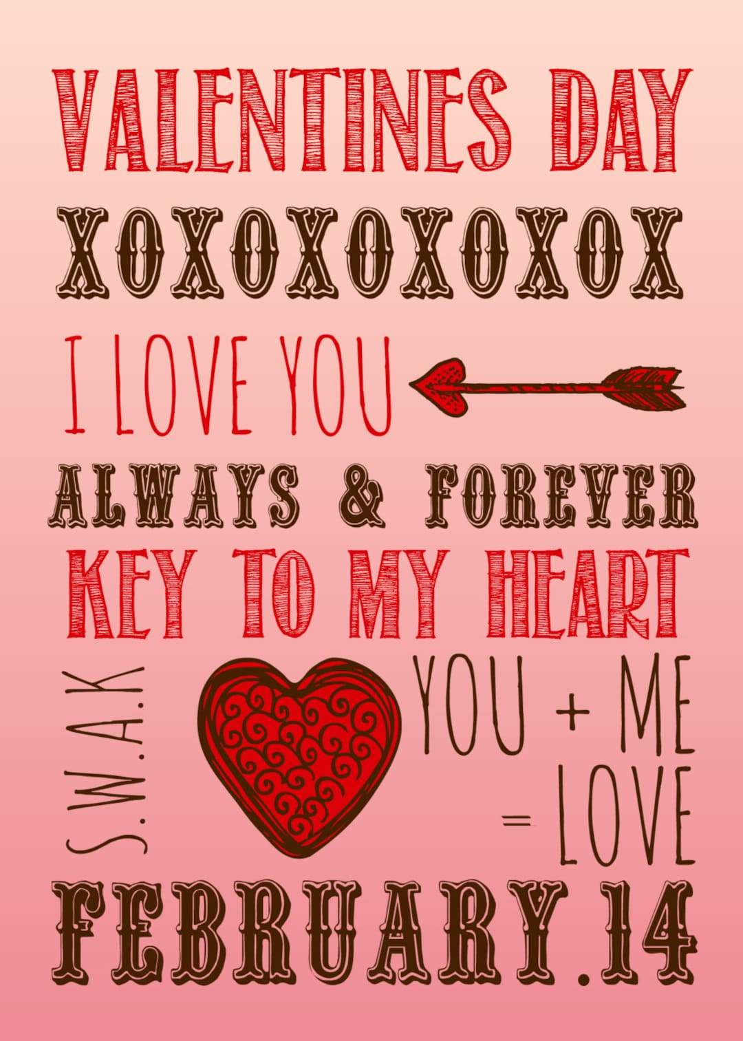 Valentines Day Subway Art, Digital Art, Word Art, Gift Idea - Etsy