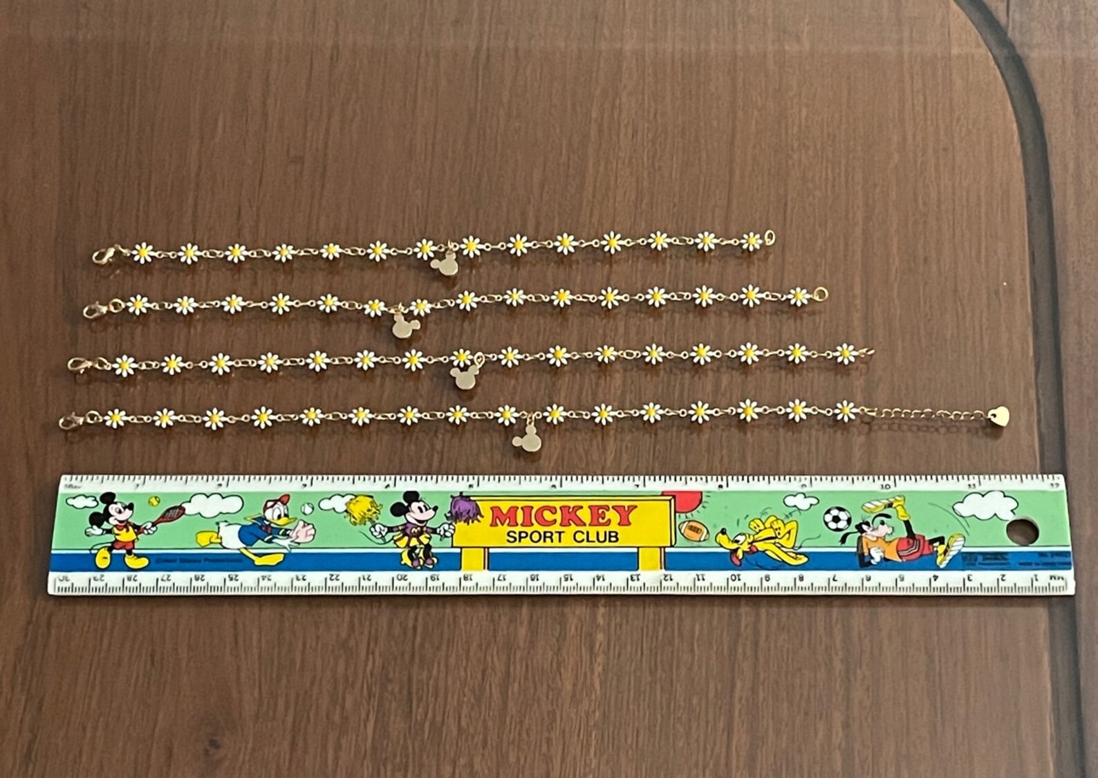 White Daisy Anklet With Dainty Gold Plated Mickey Mouse Charm - Etsy
