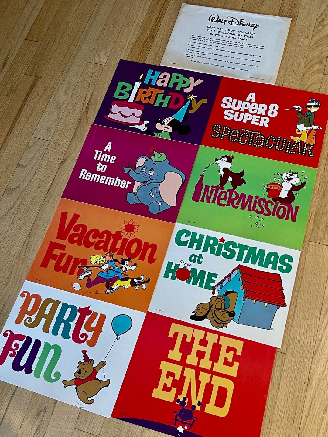 Set of 8 Vintage 1960's Walt Disney Title Cards Featuring Mickey ...