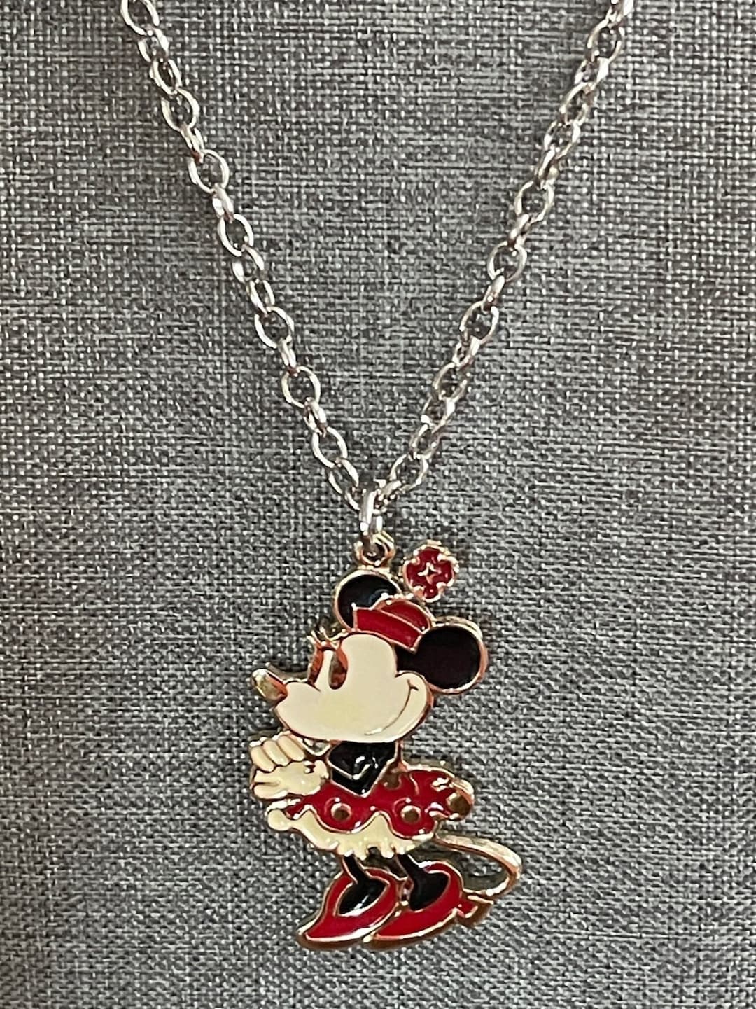 Vintage Large Minnie Mouse Pendant on 30" Necklace - Etsy