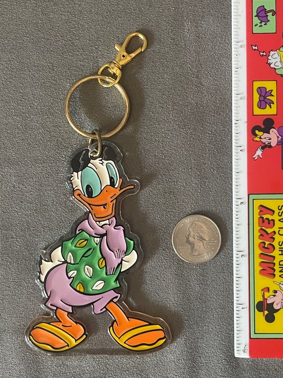 Large Vintage Acrylic Preppy Donald Duck Keychain Bag… - Gem