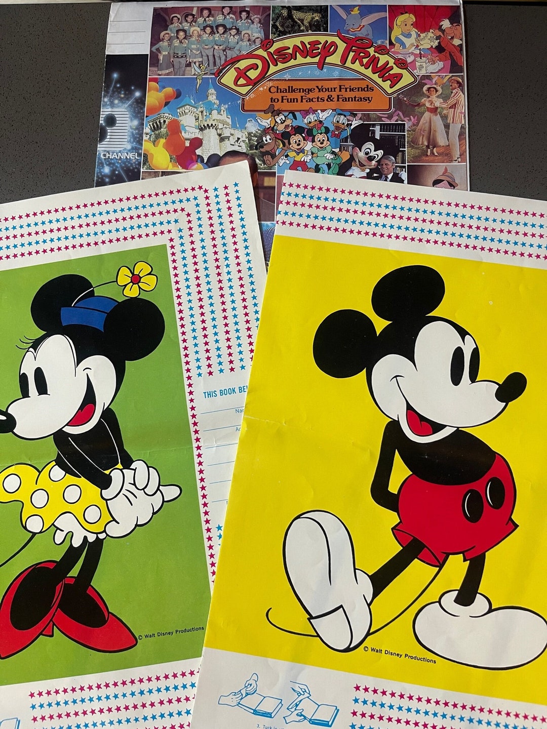 Set of 3 1980's Vintage Disney Bookcovers: Mickey Mouse, Minnie Mouse ...