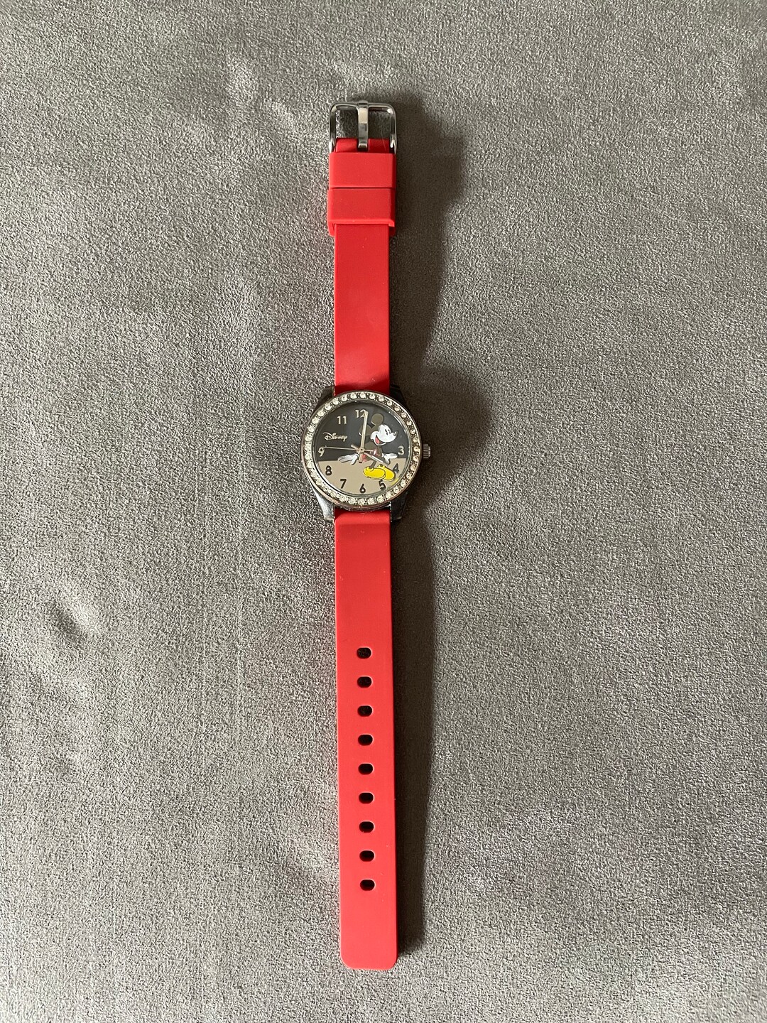Vintage Mickey Mouse Watch With Rhinestones & Red Silicone Band - Etsy