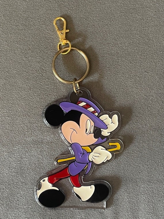 Large Vintage Acrylic Dapper Mickey Keychain Bag Charm - Gem