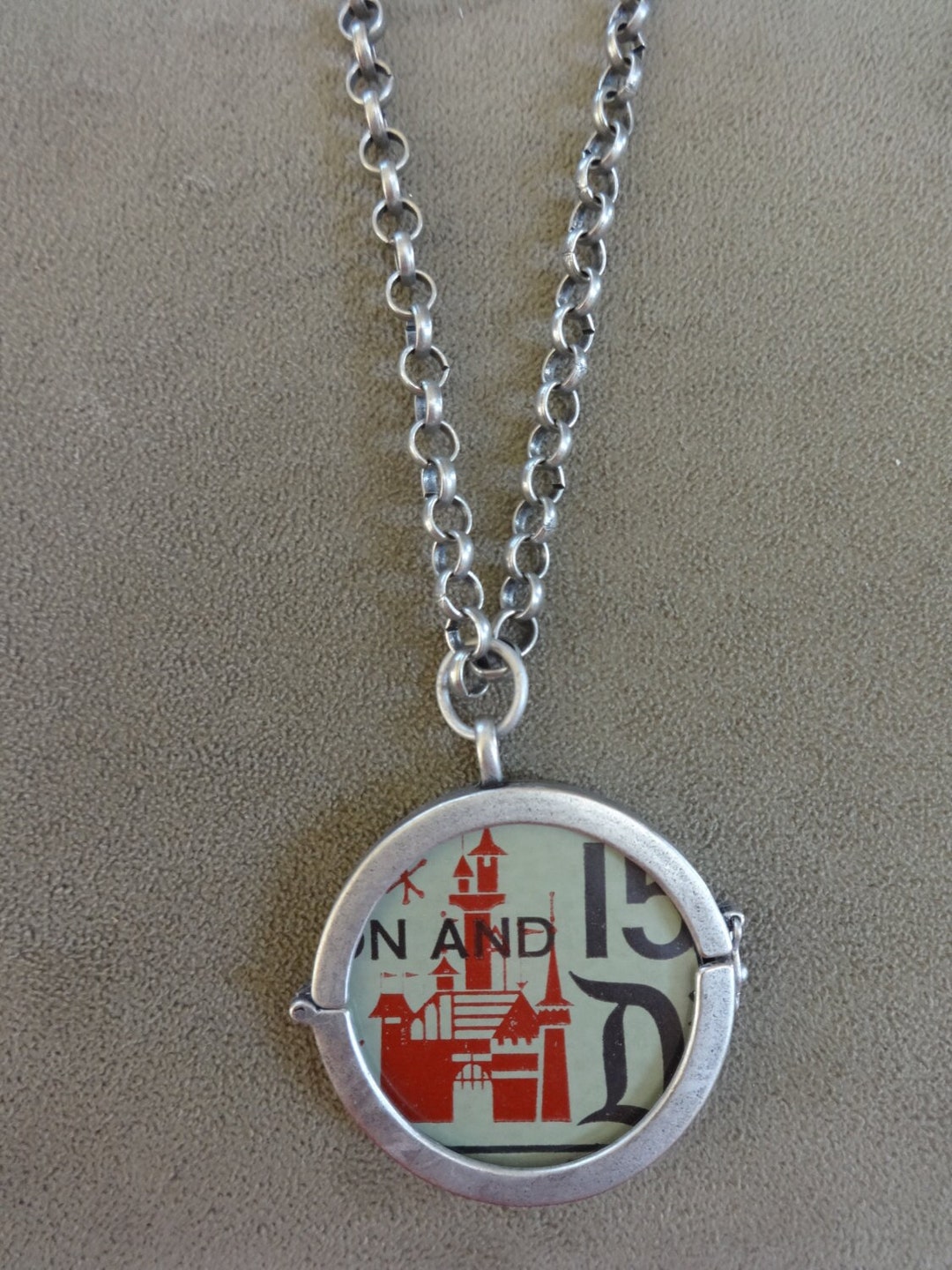 Rare Vintage 1973 Disneyland Ticket Pendant With Chain (reversible ...