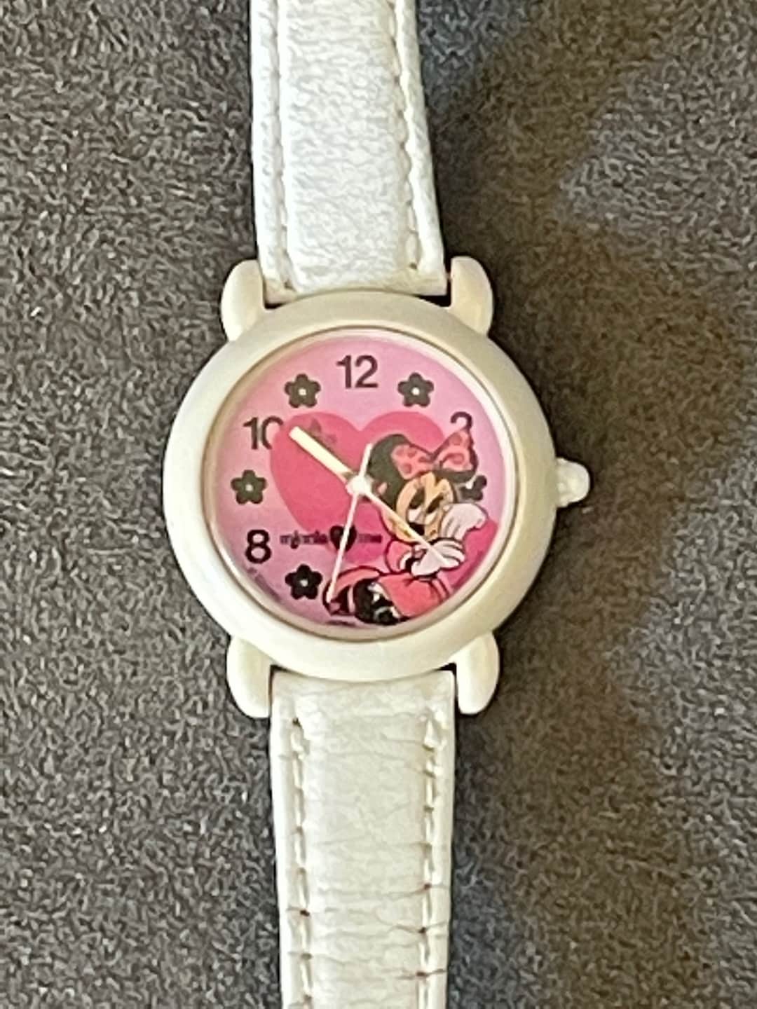 Vintage Minnie Watch With White Leather Band - Etsy