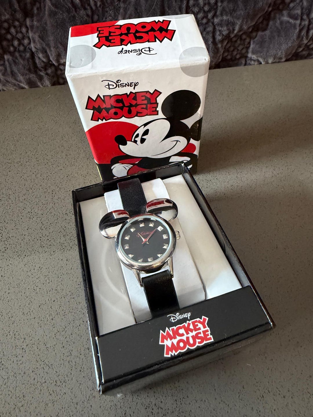 New Old Stock Vintage Mickey Mouse Silver Watch With Black Band ...