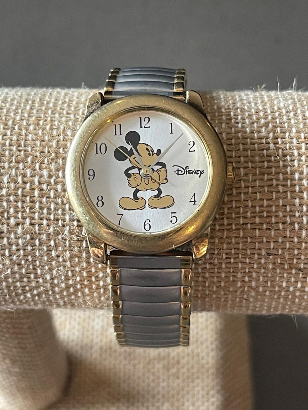 Vintage Mickey Mouse Gold and Silver Stretch Band Watch - Etsy