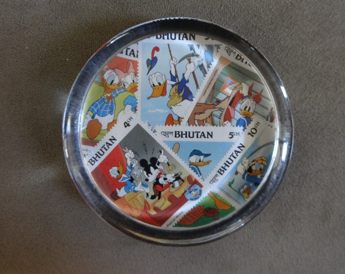 Vintage 1984 Donald Duck Bhutan Stamps Paperweight - Etsy