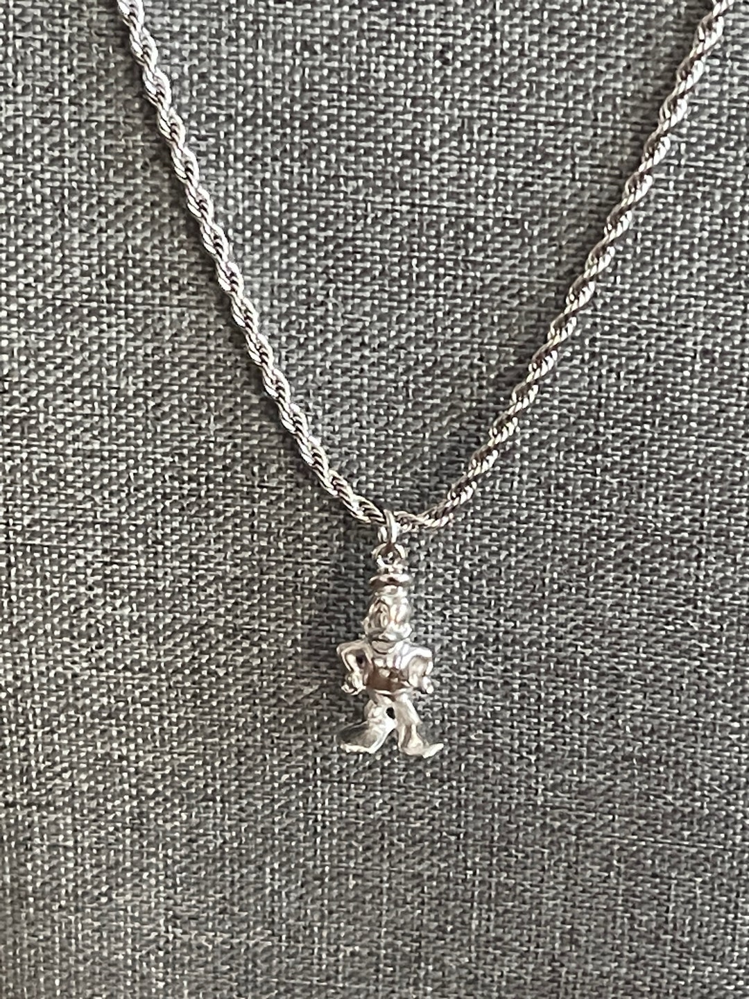 Vintage Donald Duck Charm on Stainless Steel 18" Rope Link Chain ...