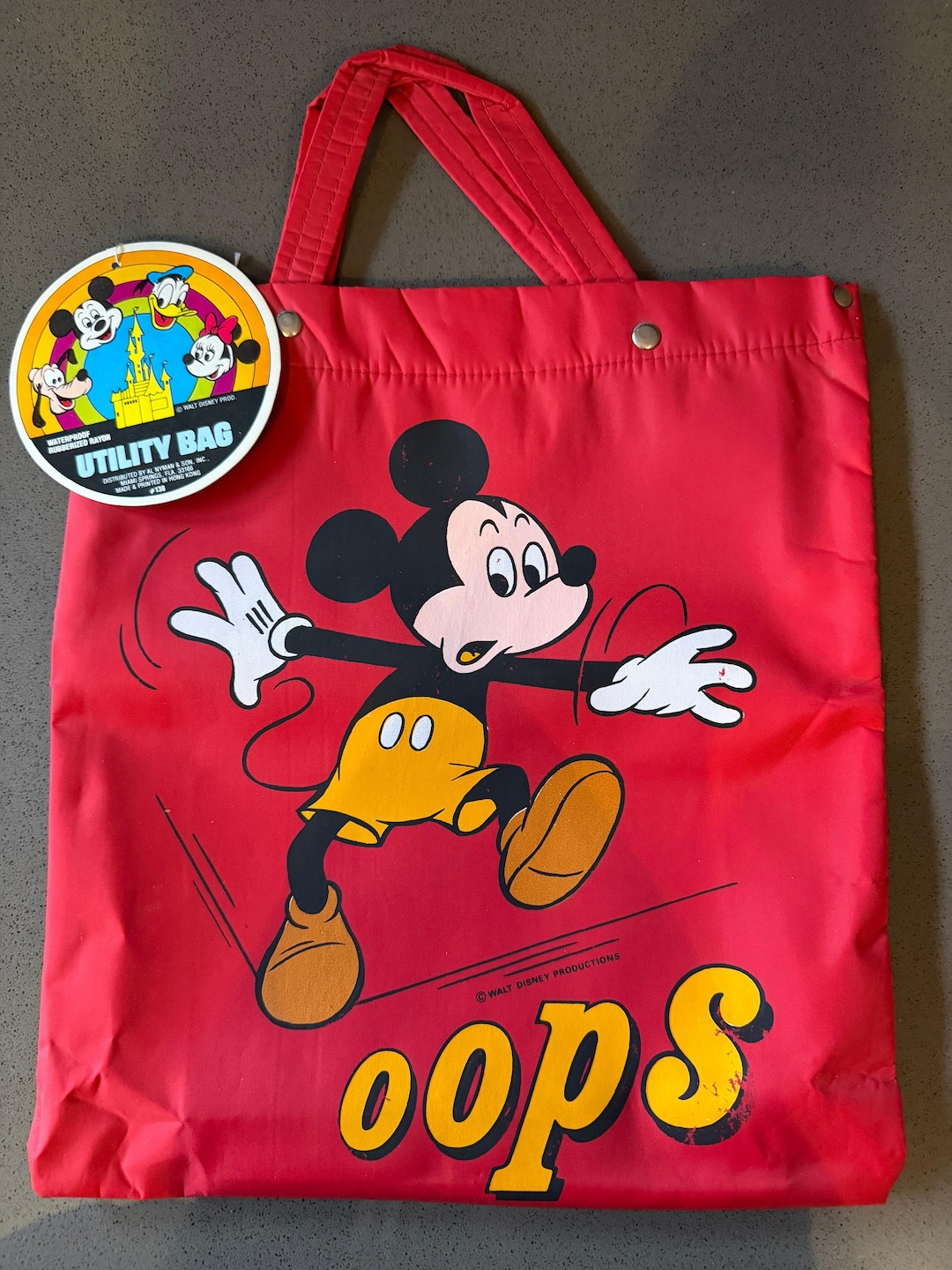 Vintage New Old Stock Red Mickey Mouse "oops" Tote 1970's-1980's - Etsy