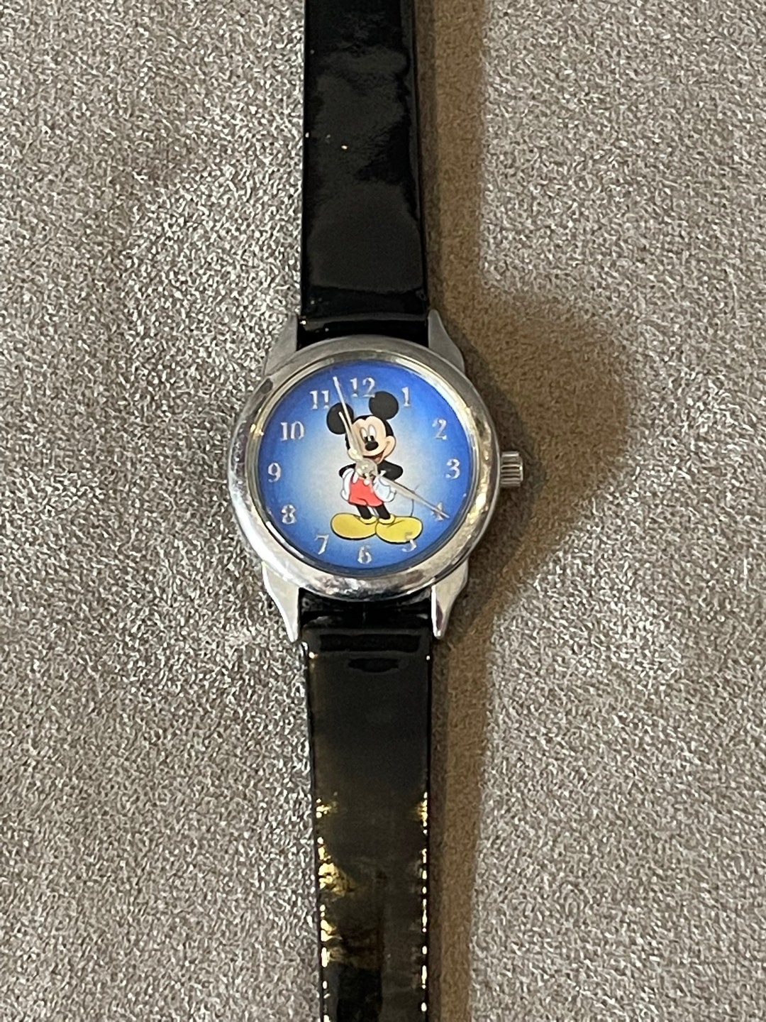 Vintage Mickey Mouse Watch With Black Leather Band - Etsy