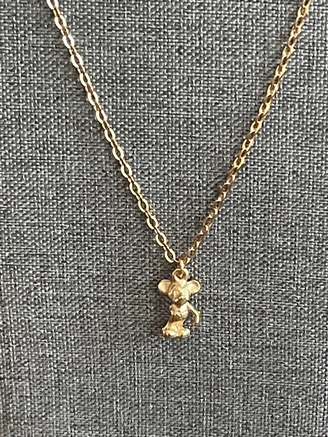 Vintage Mickey Mouse Charm on 18K Gold Plated Stainless Steel 18" Cable ...