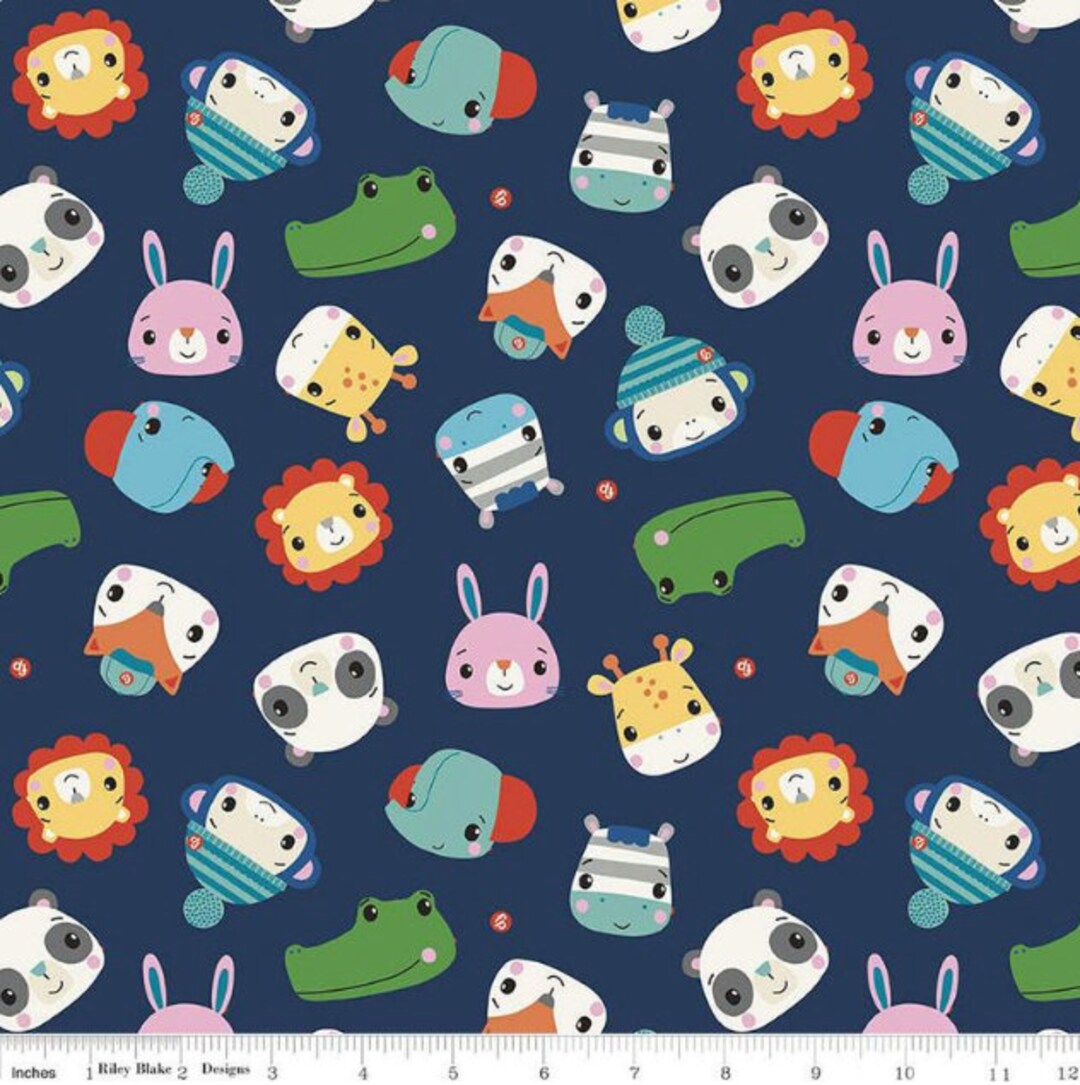 Let's Play, Tossed Heads, Navy - Etsy