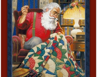 Santa Quilting Panel Fabric - Etsy
