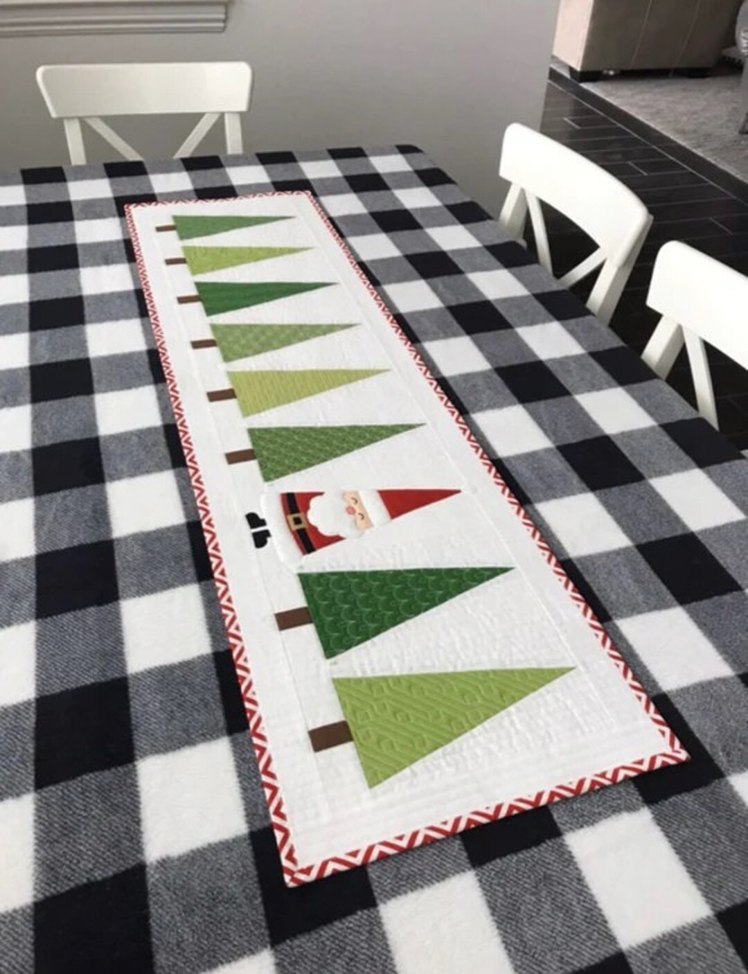 Santa in the Trees Table Runner Pattern - Etsy